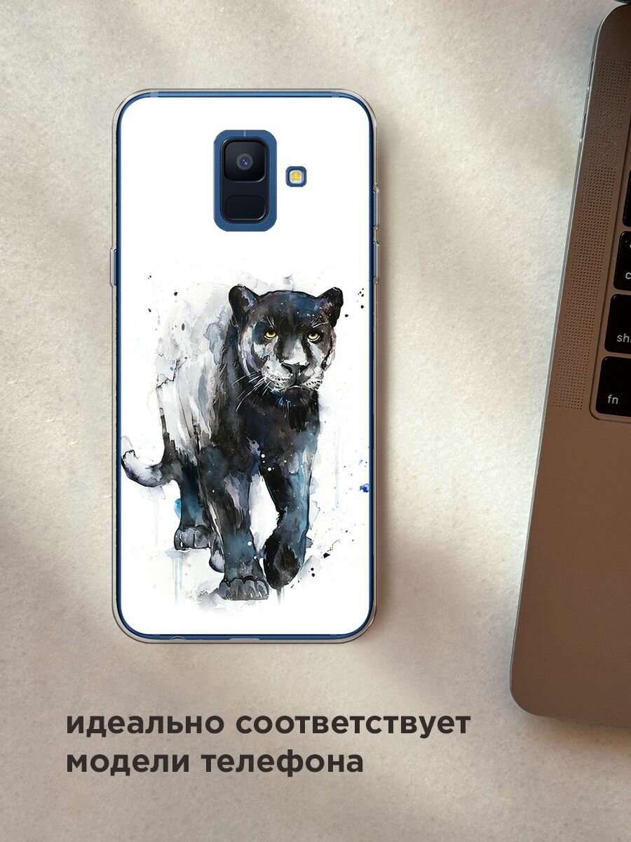 Чехол на Samsung Galaxy A6 / Самсунг Галакси А6 с принтом "Пантера арт 3" — фото 1