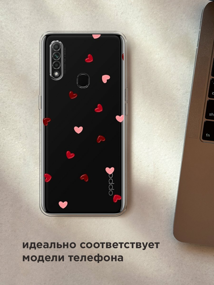 Чехол на Oppo A31 / Оппо А31 с принтом "Бордовые сердечки 2" — фото 1