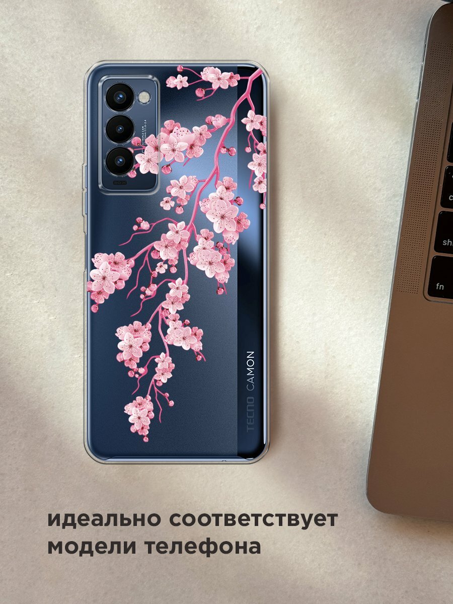 Чехол на Tecno Camon 18P / Техно Камон 18Р с принтом "Ветка сакуры 2" — фото 1