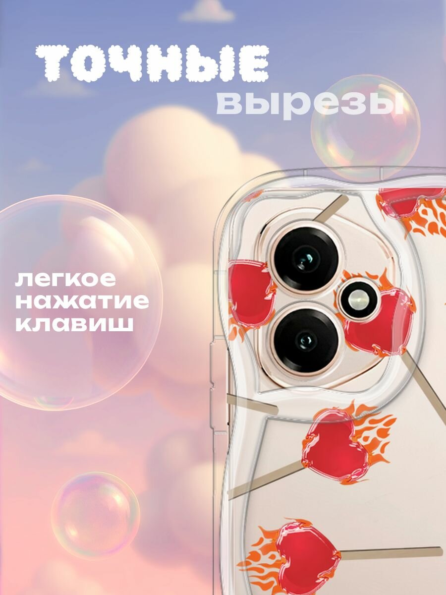 Чехол на Honor 400 / Хонор 400 с принтом Горящие леденцы 2, прозрачный — фото 1