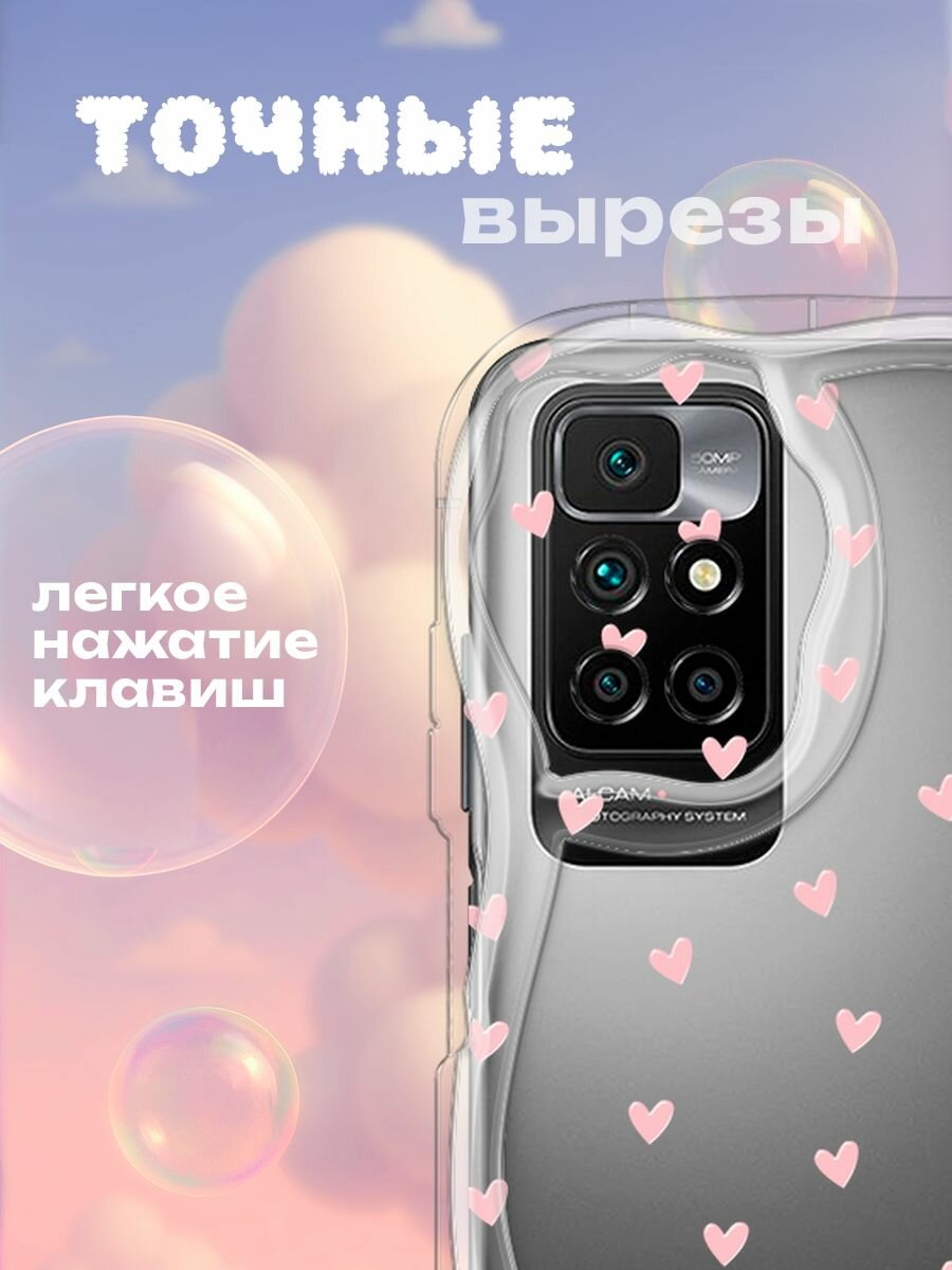 Чехол на Xiaomi Redmi 10 / Редми 10 с принтом Маленькие нежные сердечки — фото 1