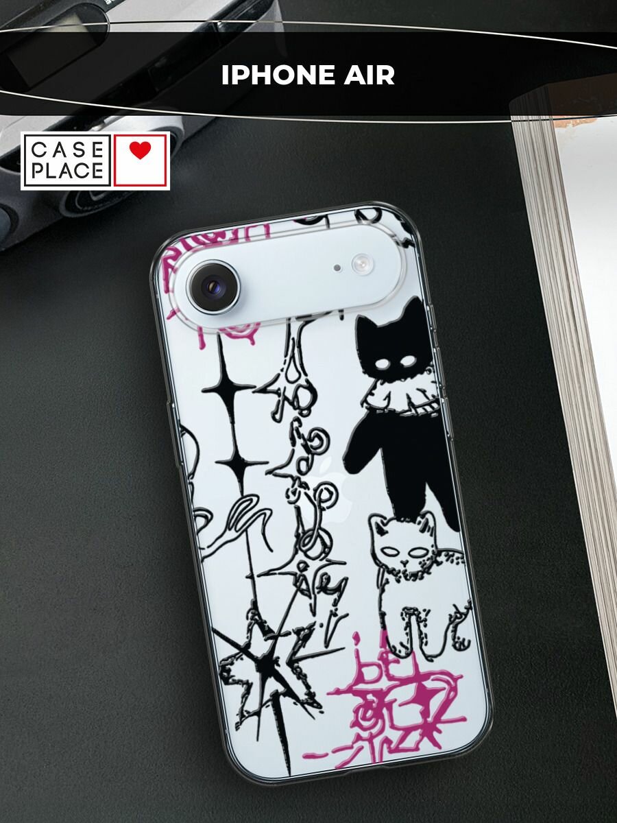 Чехол на Apple iPhone Air / Айфон Айр с принтом "Готические котики"