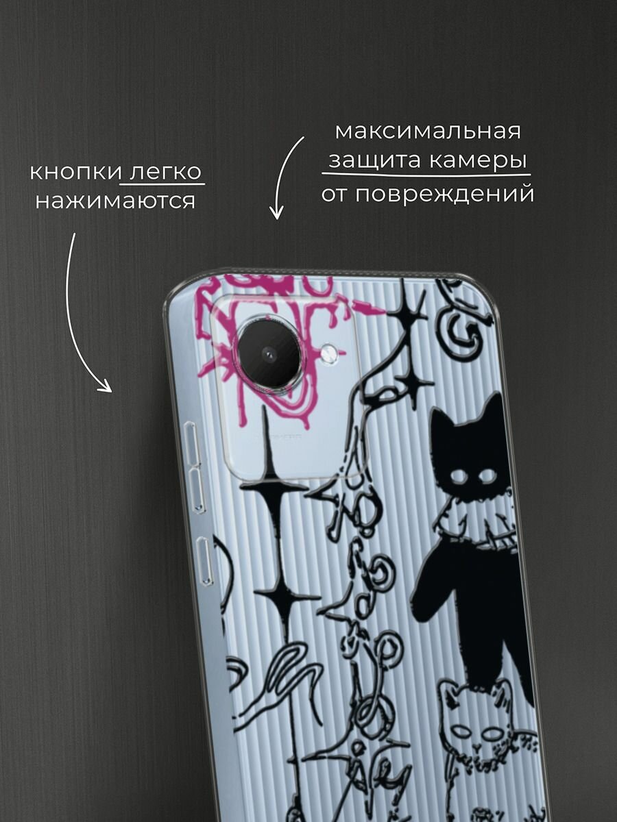 Чехол на Realme C30 / Реалми C30 с принтом "Готические котики" — фото 1