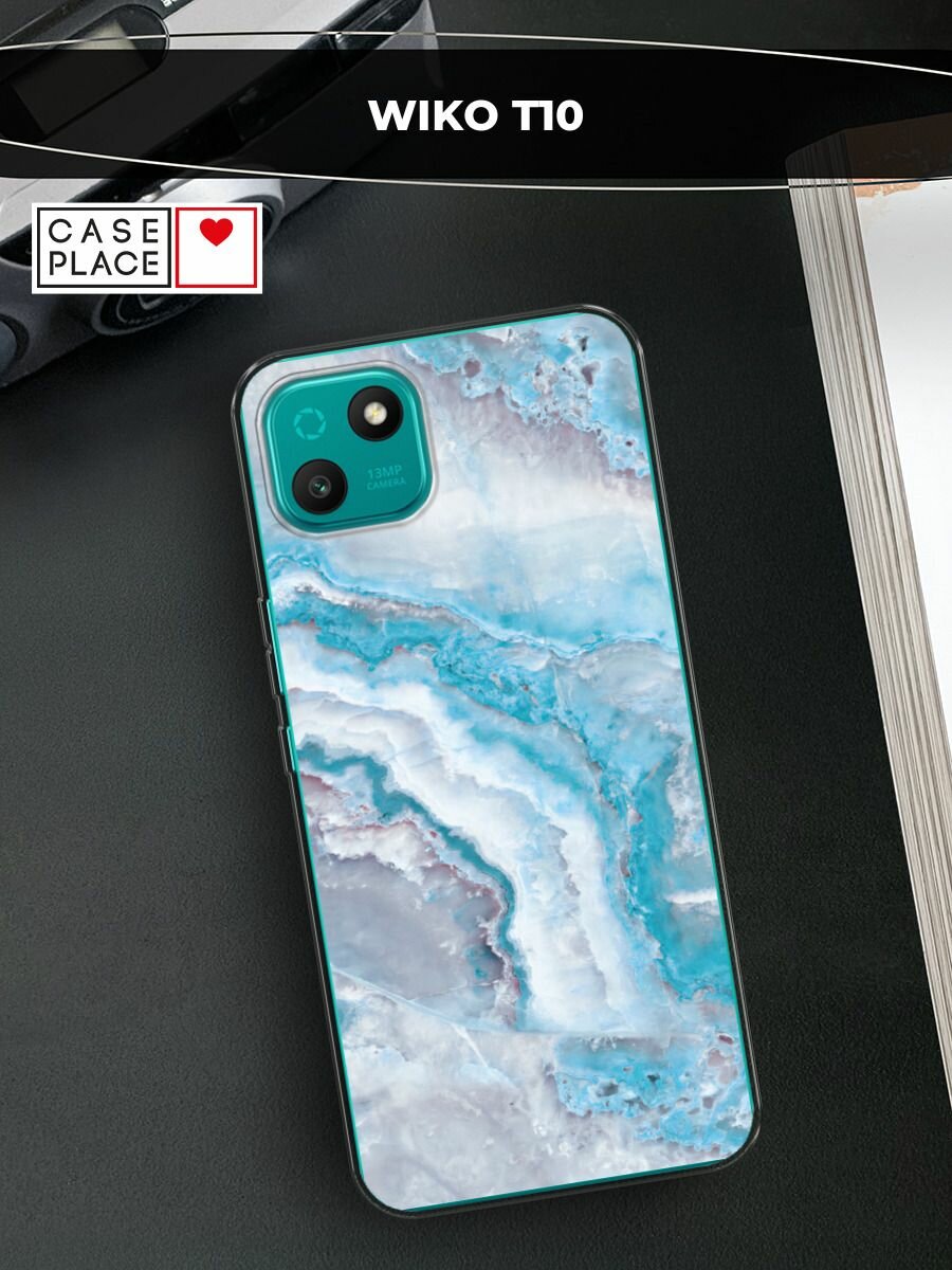 Чехол на Wiko T10 / Вико Т10 с принтом "Нежно-голубой мрамор"