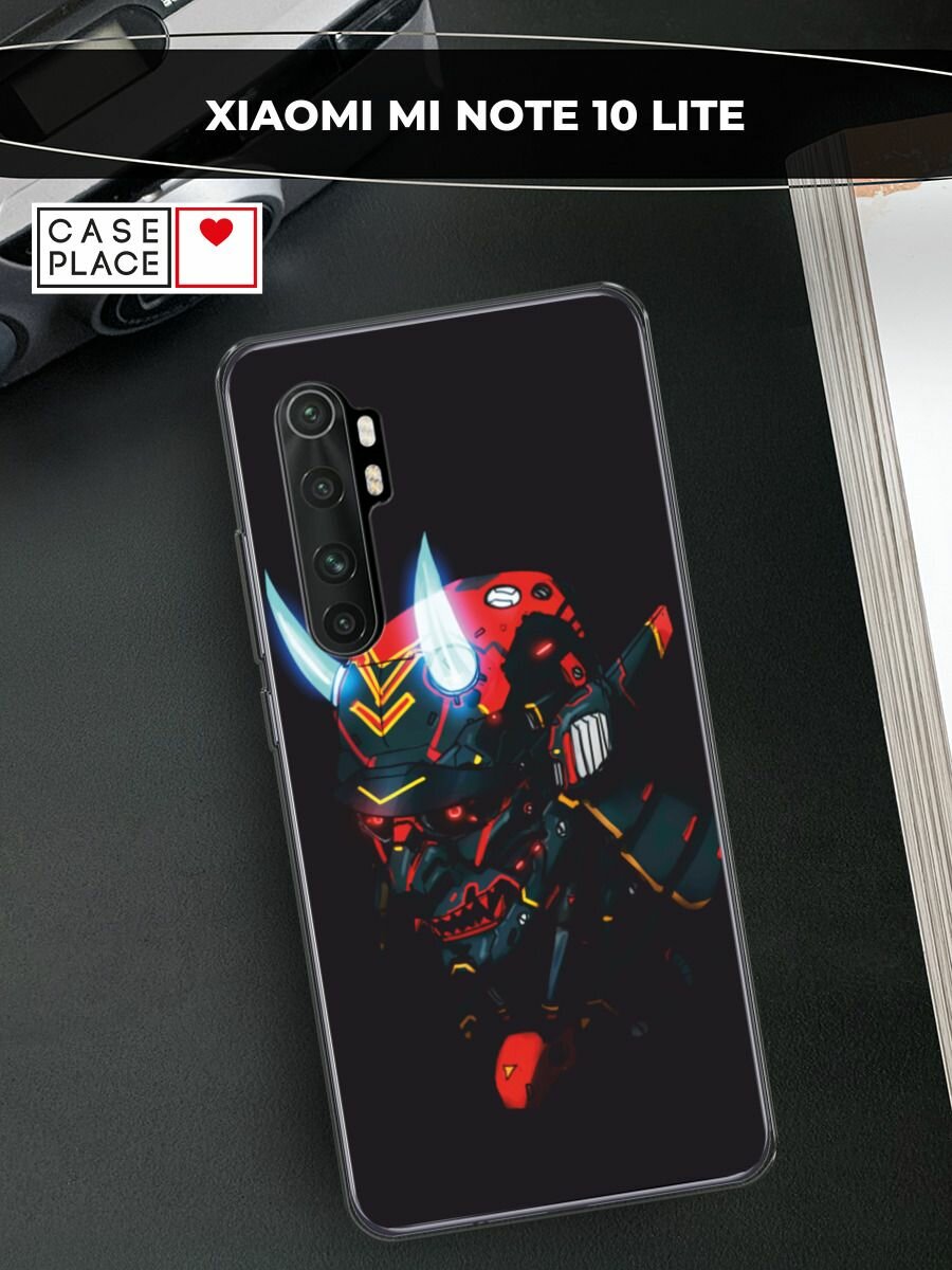 Чехол на Xiaomi Mi Note 10 lite / Сяоми Ми Нот 10 лайт с принтом "Неоновый самурай"