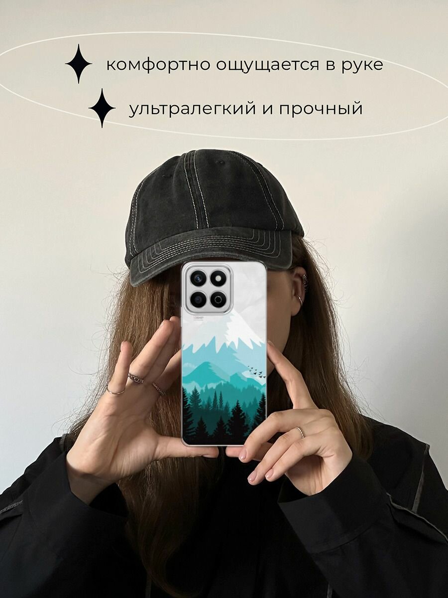 Чехол на Honor X7c / Хонор X7c с принтом "Синяя снежная гора", прозрачный — фото 1