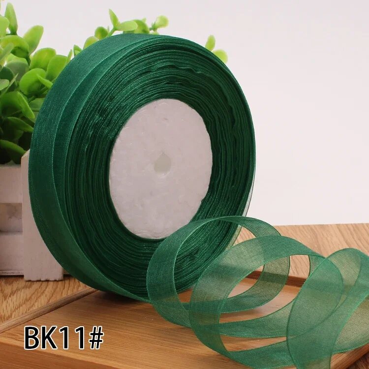 25 мм прозрачные ленты из органзы, 50 ярдов/рулон, сделай сам, ткань для рукоделия ручной работы, Рождество, Хэллоуин, свадьба, вечеринка, подарочная упаковка, лента