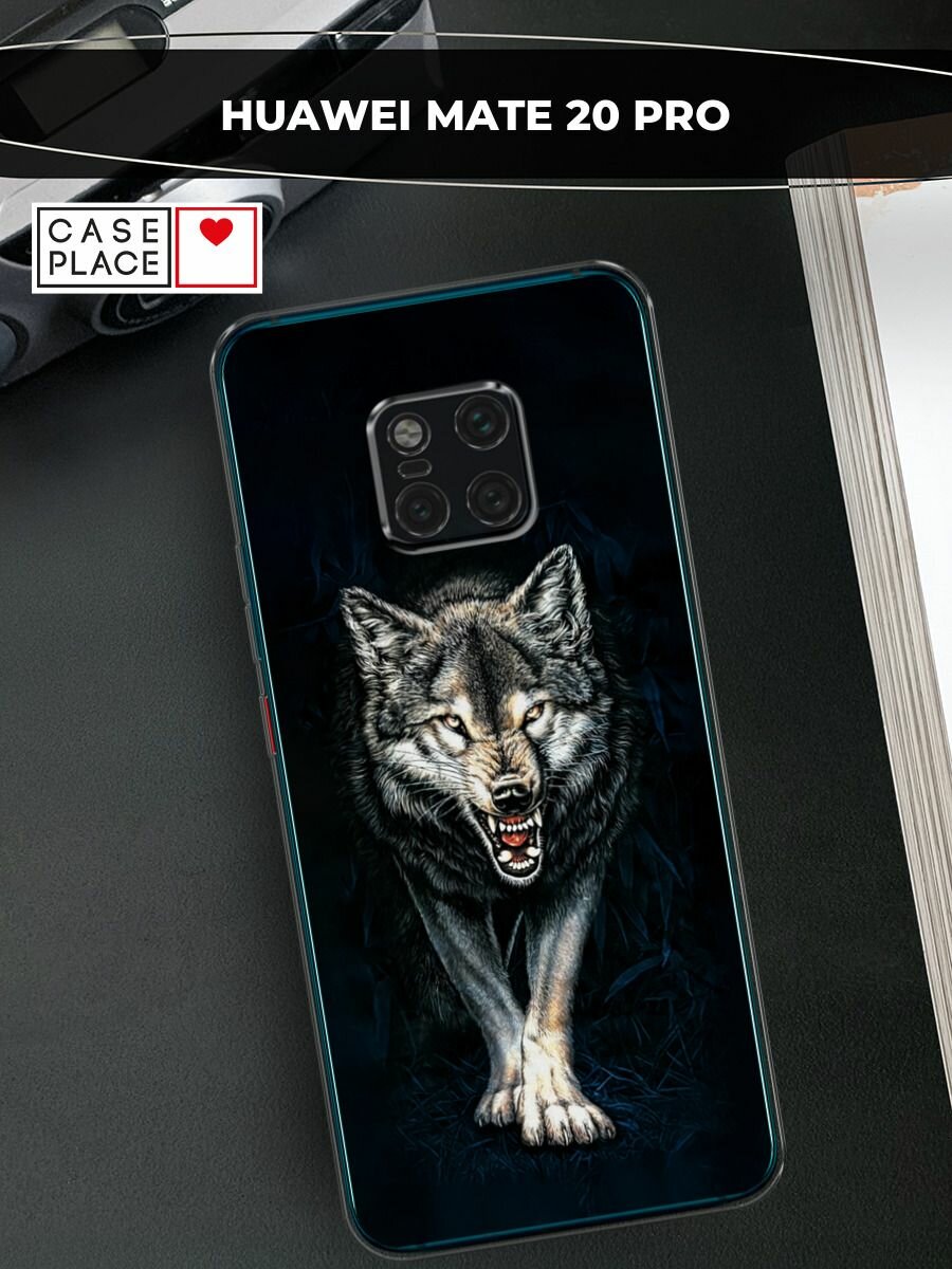 Чехол на Huawei Mate 20 Pro / Хуавей Мате 20 Про с принтом "Злобный волк из ночи"