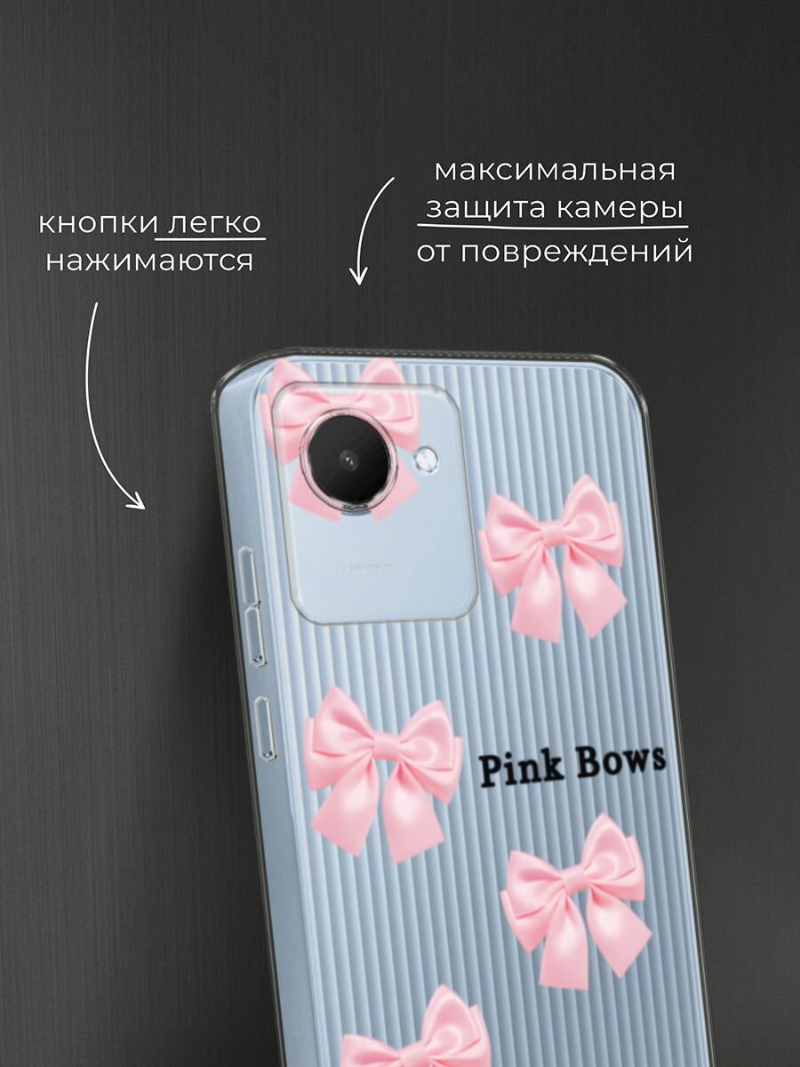 Чехол на Realme C30 / Реалми C30 с принтом "Pink Bows", прозрачный — фото 1
