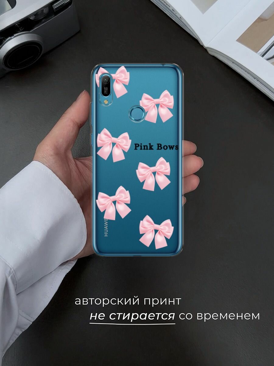 Чехол на Honor 8A/8A Pro/Huawei Y6s/Y6 2019 / Хонор 8А с принтом "Pink Bows", прозрачный — фото 1