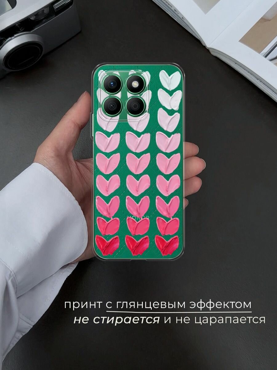 Чехол на Honor X8B / Хонор X8B с принтом "Градиент из сердечек" — фото 1