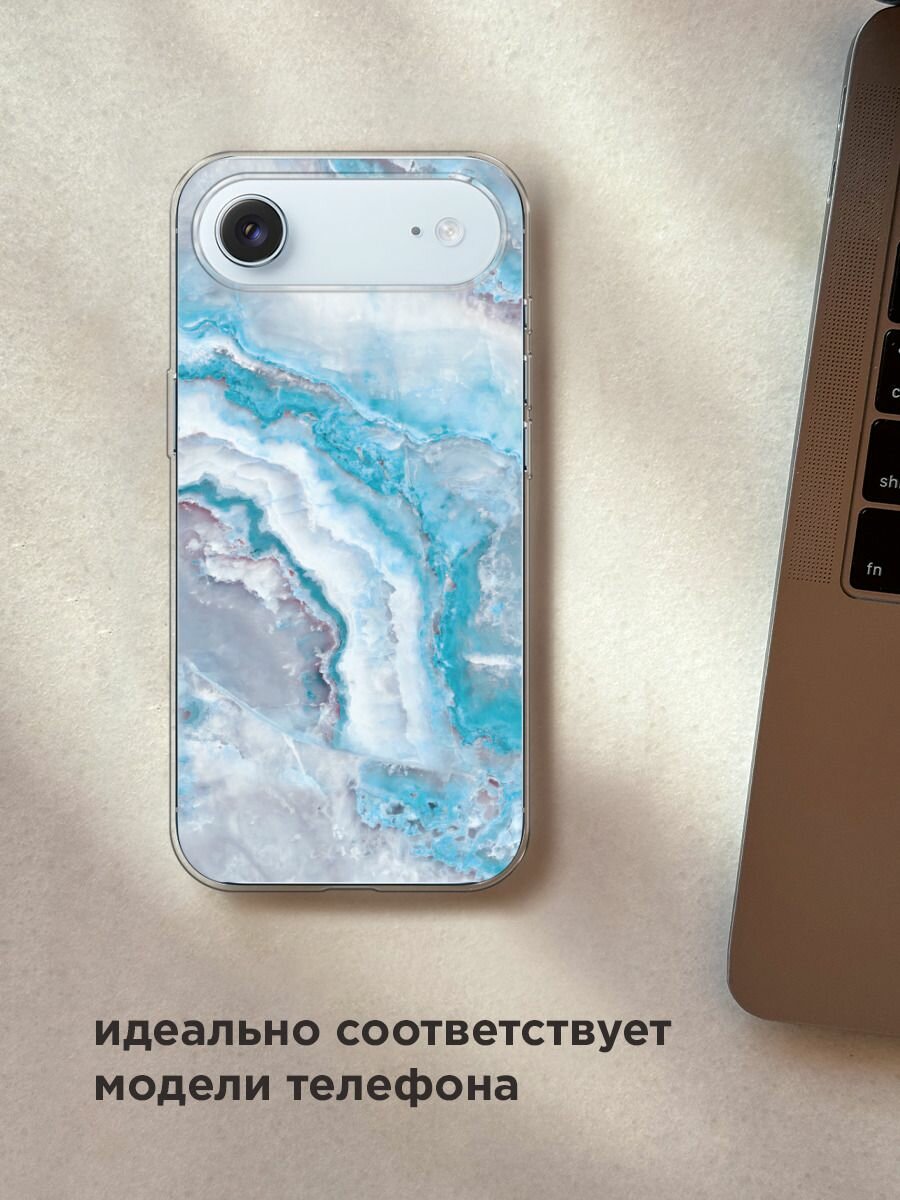 Чехол на Apple iPhone Air / Айфон Айр с принтом "Нежно-голубой мрамор" — фото 1