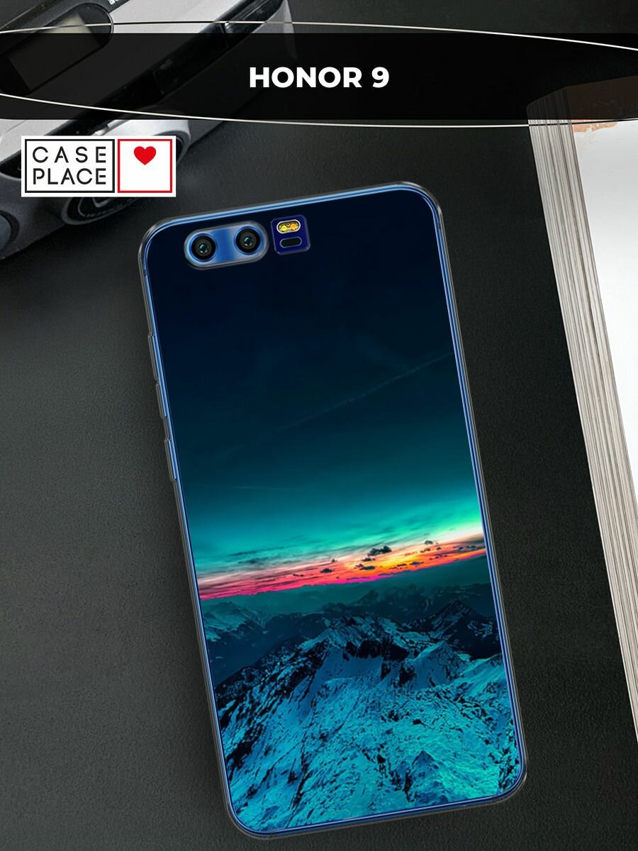 Силиконовый чехол на Honor 9 / Хонор 9 с принтом "Закат в горах"
