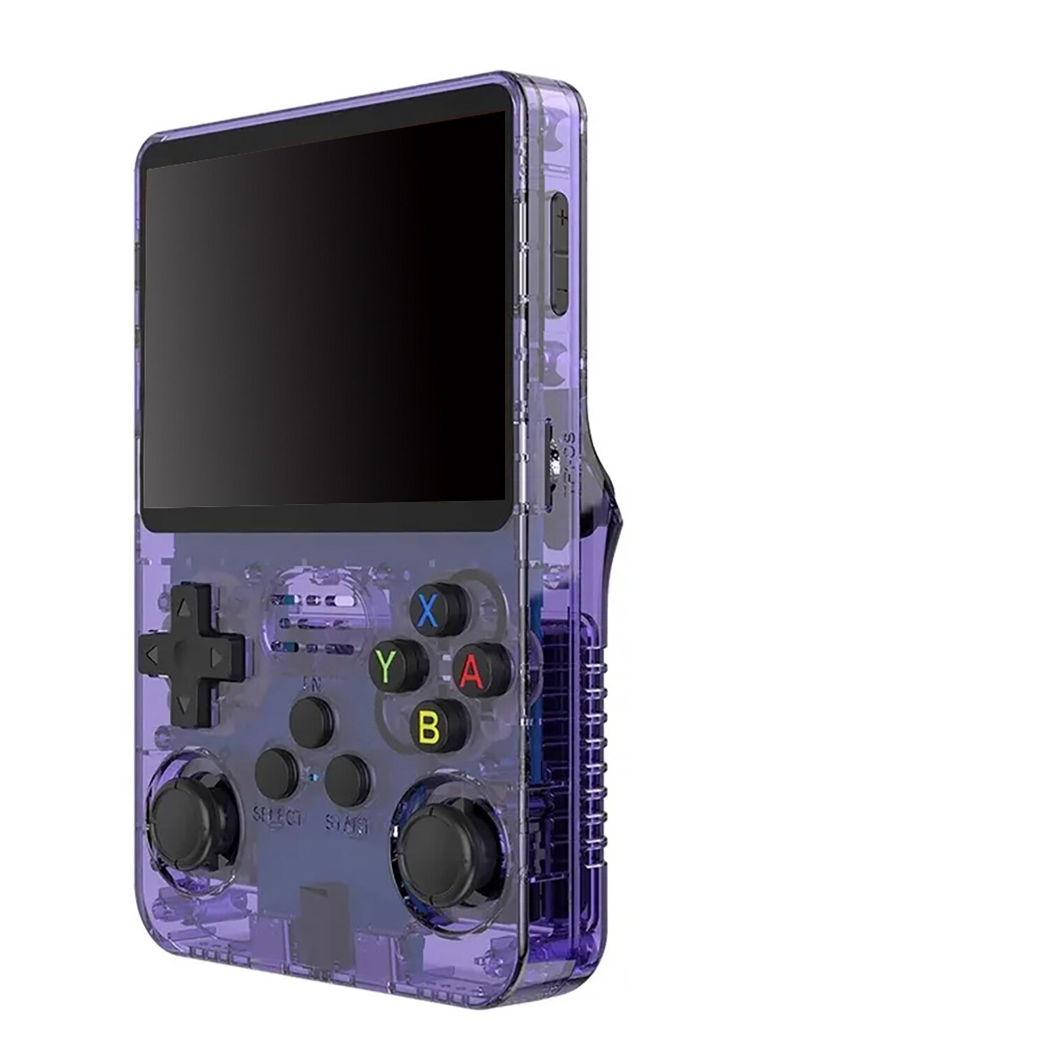 Игровая консоль портативная 3.5-дюймовый IPS экран 640*480, поддержка множества эмуляторов, двойные 3D джойстики, двойные карты памяти, интерфейс OTG, заряжаемая, длительный срок работы батареи, игра на телевизоре, цвета Purple Black Blue, память 64G 128G