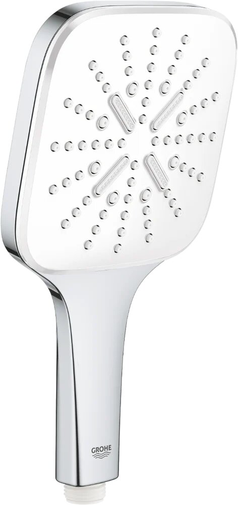 Душевая лейка Grohe Rainshower SmartActive 26551LS0 с экономией воды, 3 режима, лейка для душа, хром, белая, матовая, глянцевая, квадратная