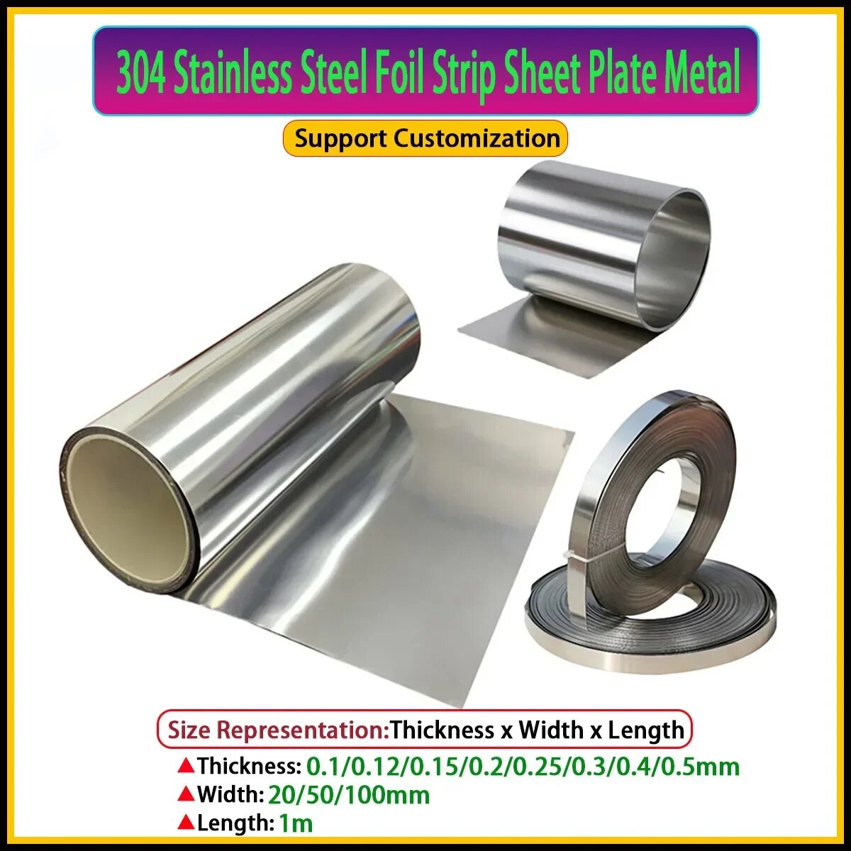 Стальная полоса из нержавеющей стали 304 1pcs 0.2x20mm x1m