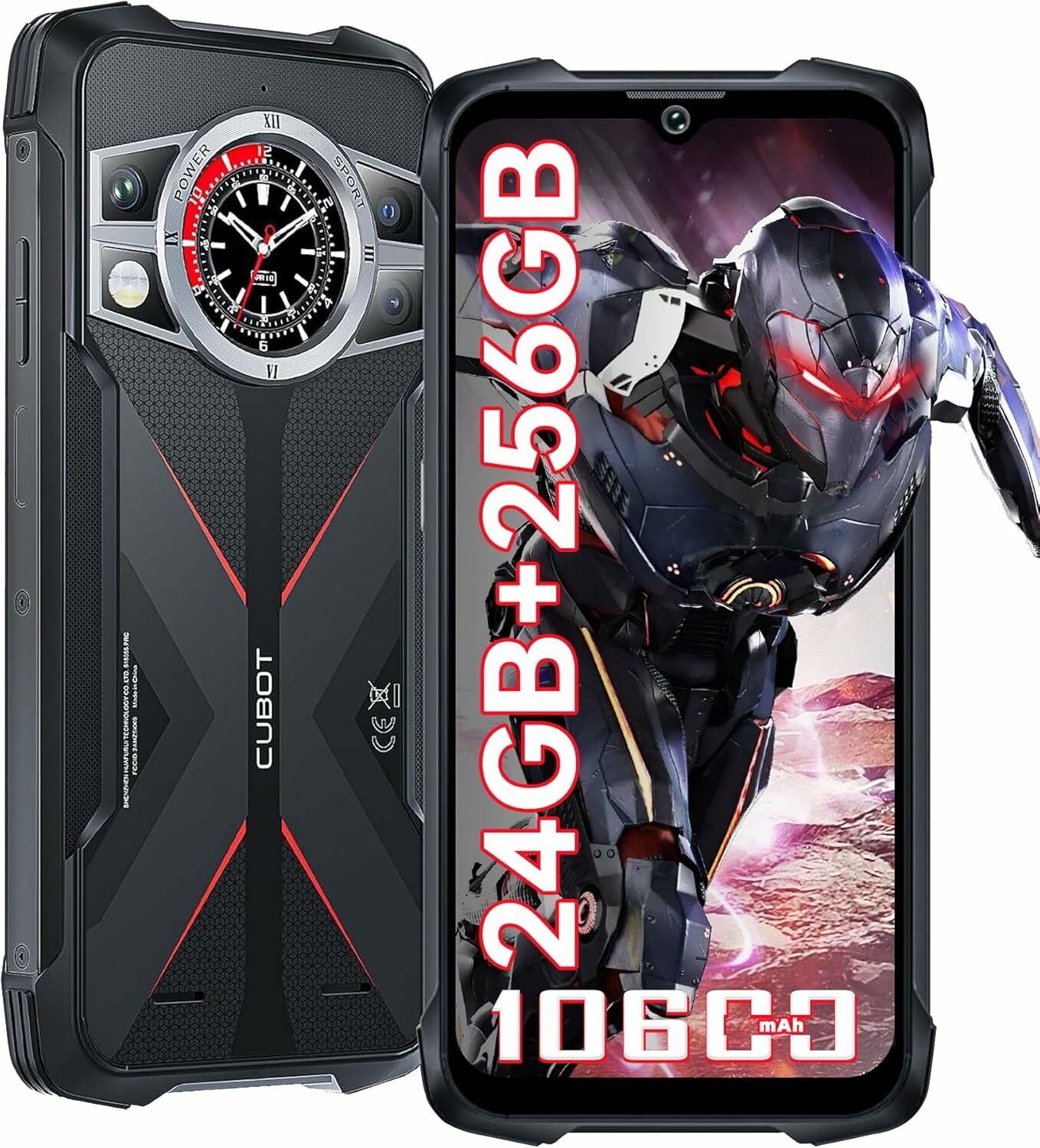 Смартфон CUBOT Kingkong 9 для улицы, прочный, с 24 ГБ ОЗУ, 256 ГБ ПЗУ, камера ночного видения, 10600 мА·ч, 6,58 дюйма, черный