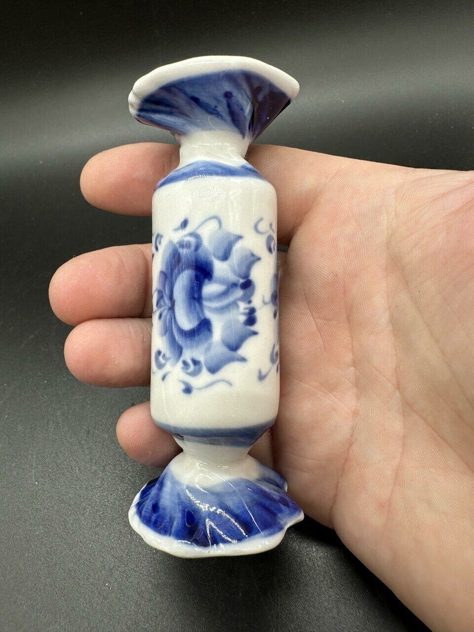 Статуэтка ёлочная игрушка Конфета Гжель Фарфор винтажная авторская