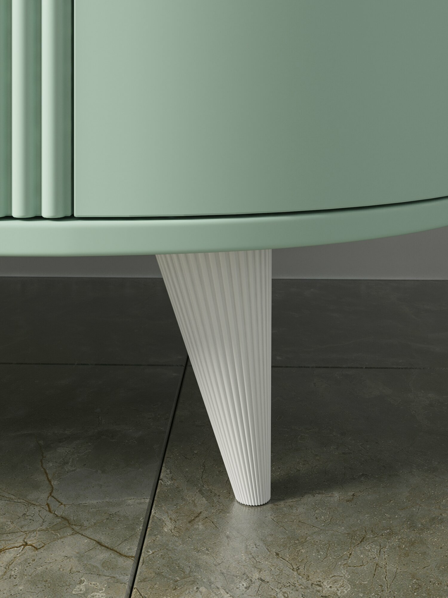 Опора мебельная Богема нерегулируемая рифленая , цвет белый, ножки для мебели 4 штуки в комплекте