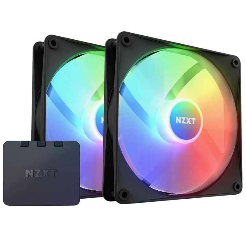 NZXT Вентилятор NZXT F140 RGB Core Twin Pack Black RF-C14DF-B1, d140мм, 500-1800об./мин, подсветка (питание от мат. платы) (ret)