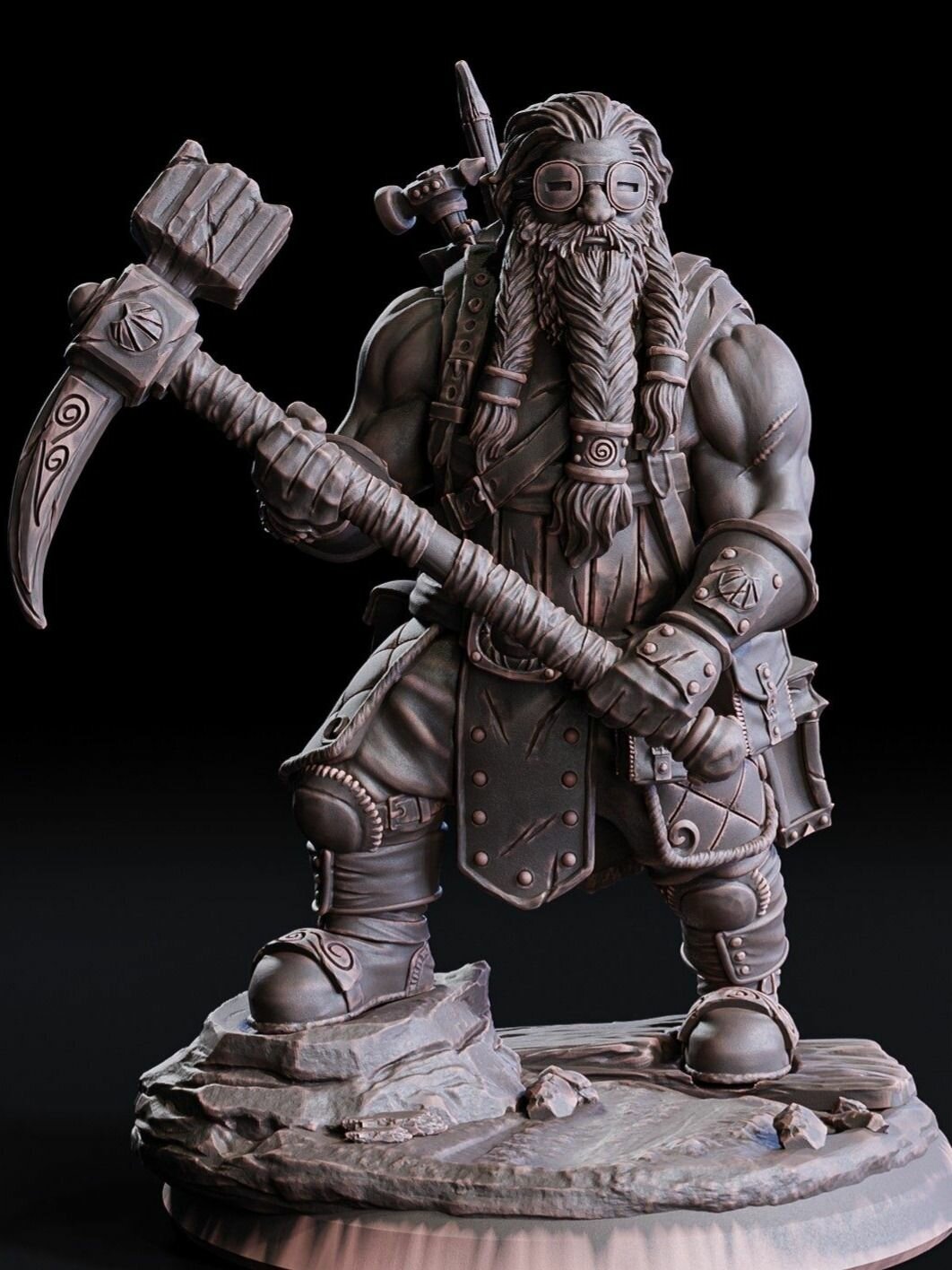 Дварф шахтер (дварф копатель 01), игровая фигурка для раскрашивания, база 25мм