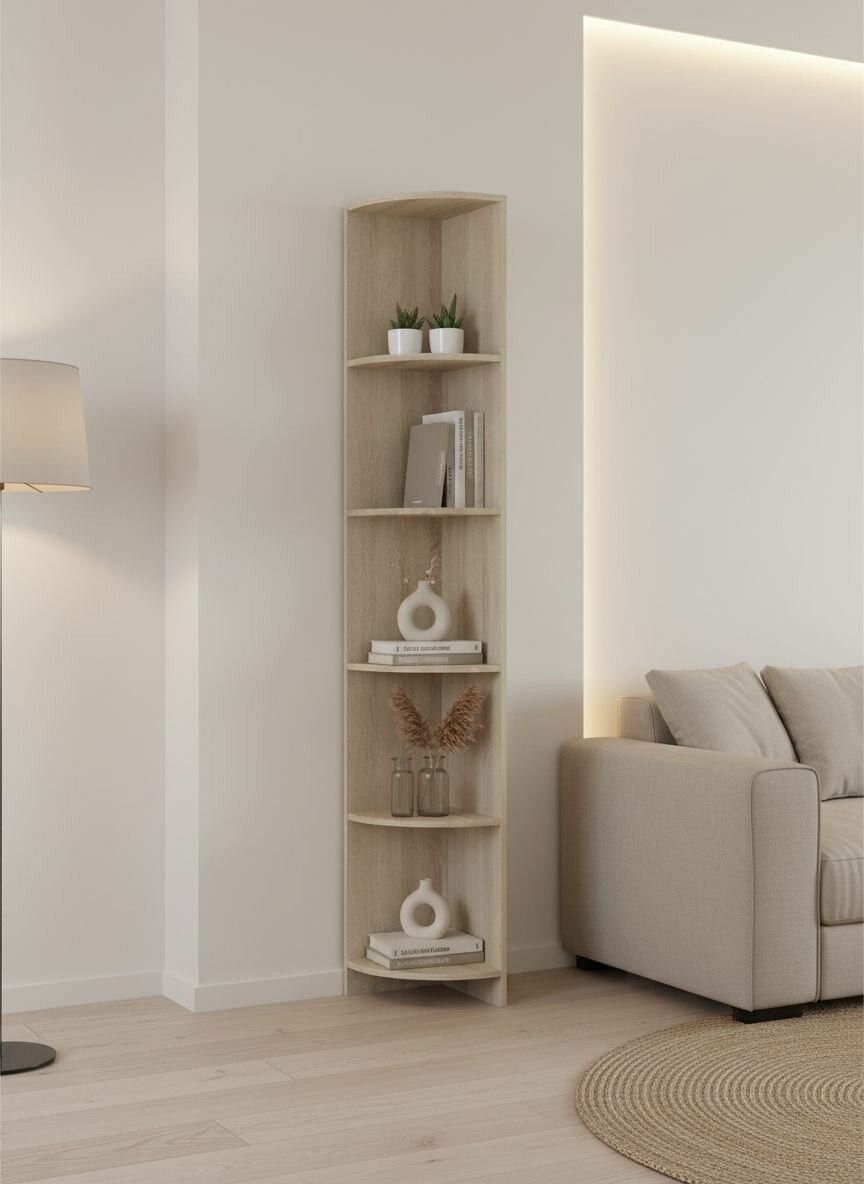 ARNIKA Стеллаж угловой с полками для хранения, дуб сонома