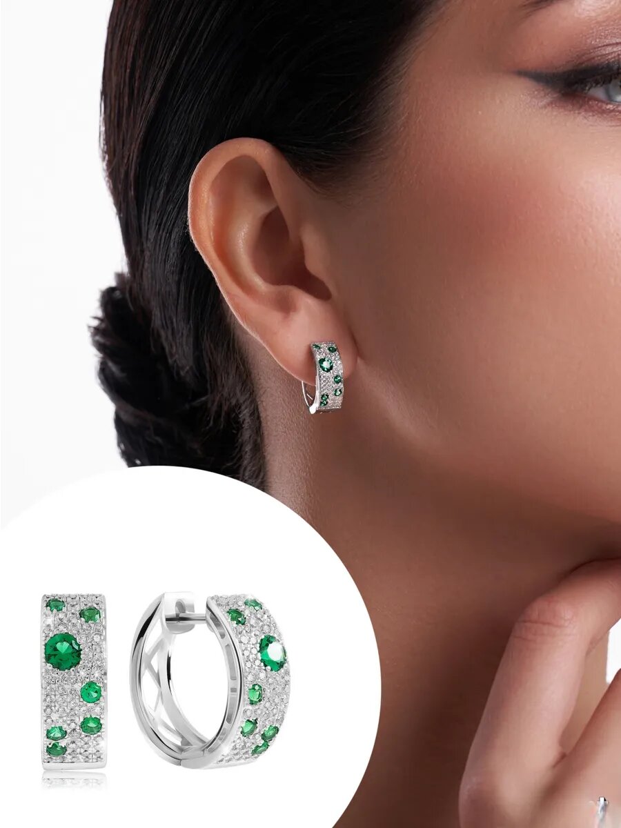 Серьги, серебро, 925 проба, фианит