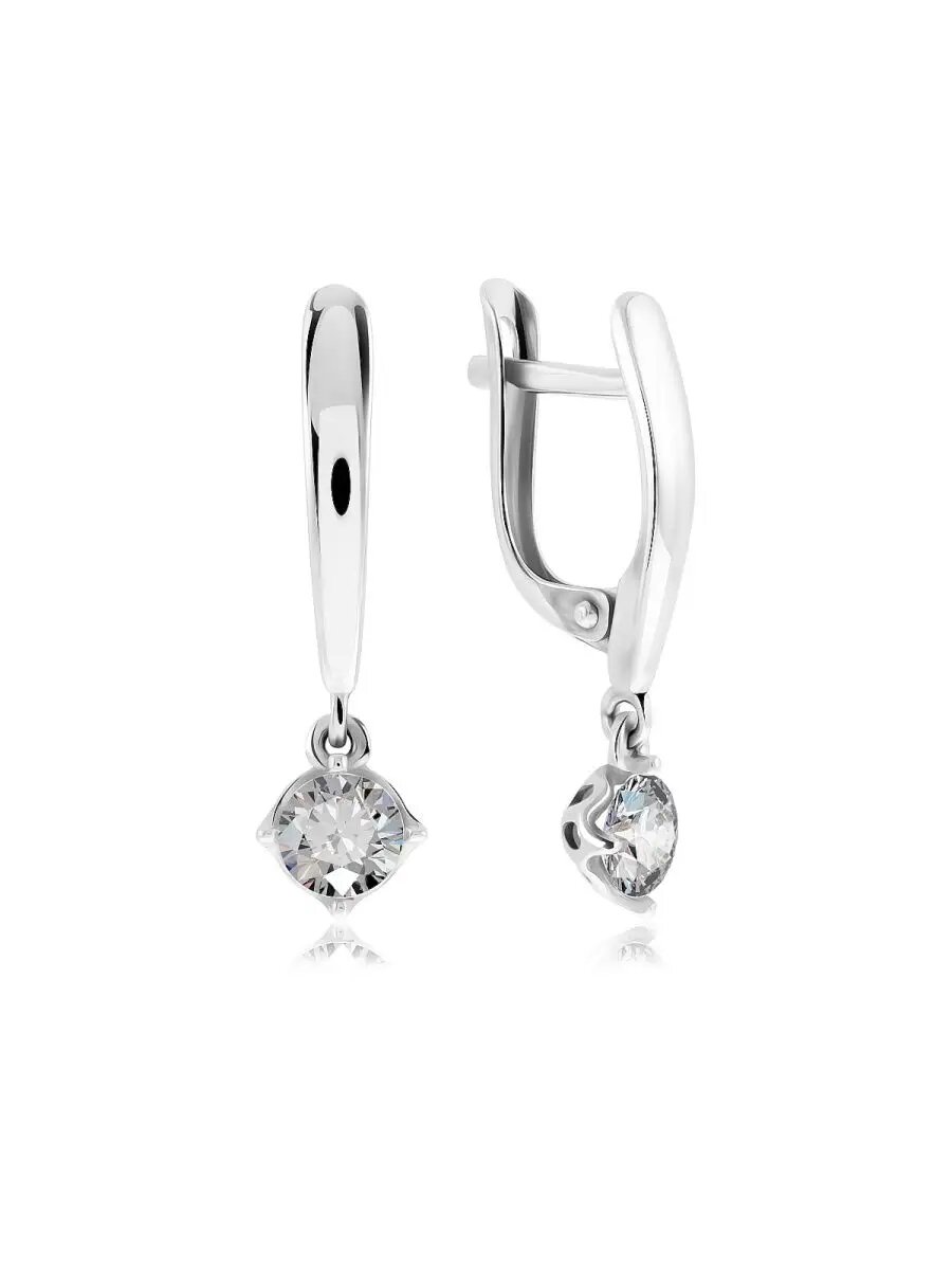 Серьги, серебро, 925 проба, фианит