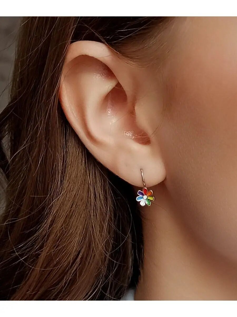 Серьги, серебро, 925 проба, родирование, эмаль