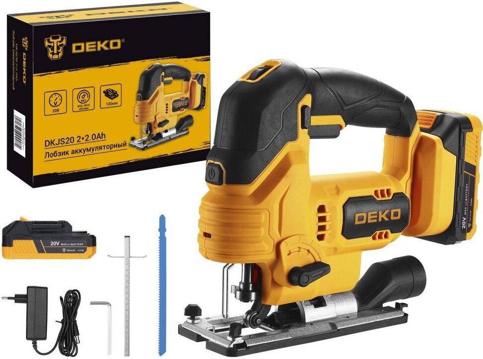 Лобзик DEKO 063-4211, 2 аккумулятора, бесключевой патрон, глубина пиления 56мм