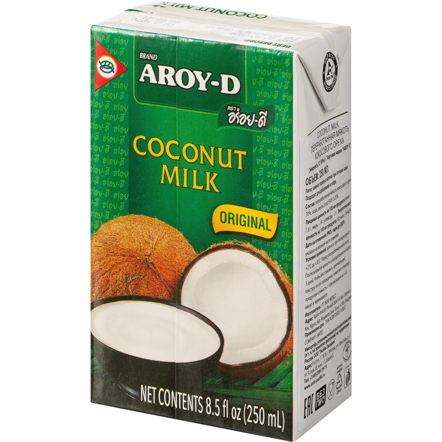 Молоко Кокосовое Aroy-D 70%, жирность 17-19%, 0.25 л