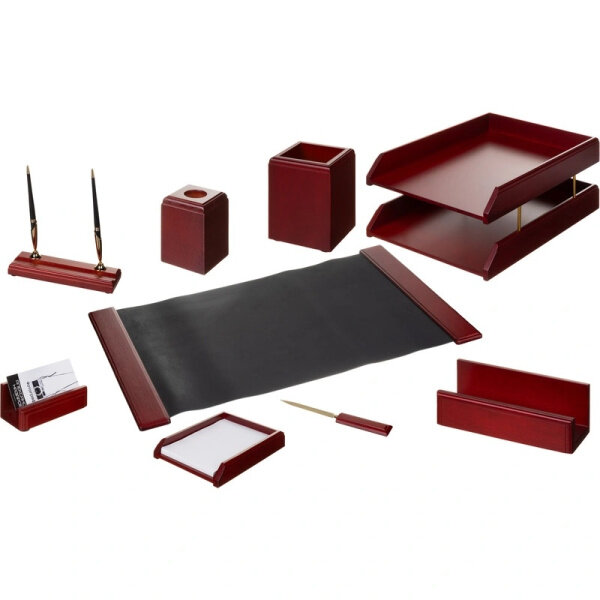 Настольный набор для руководителя NoName M9C-25A, 9 предметов, двойной лоток, красное дерево