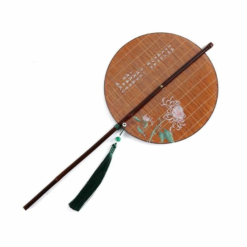 Веер складной бамбуковый, - Круглый