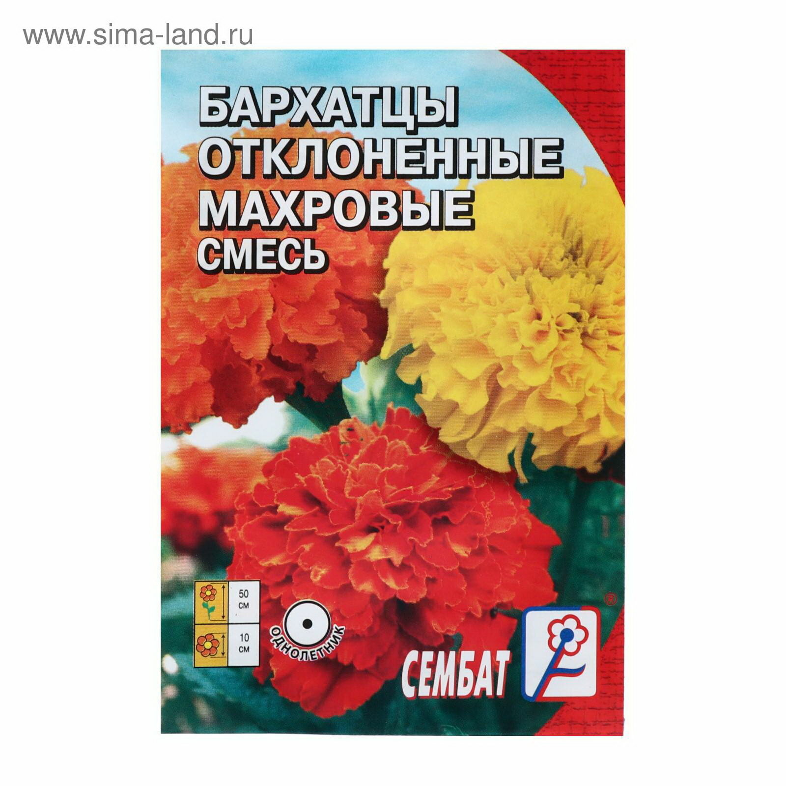Семена цветов Бархатцы отклоненные, махровая смесь, 0.3 г, место выращивания: открытый грунт, 3 шт.