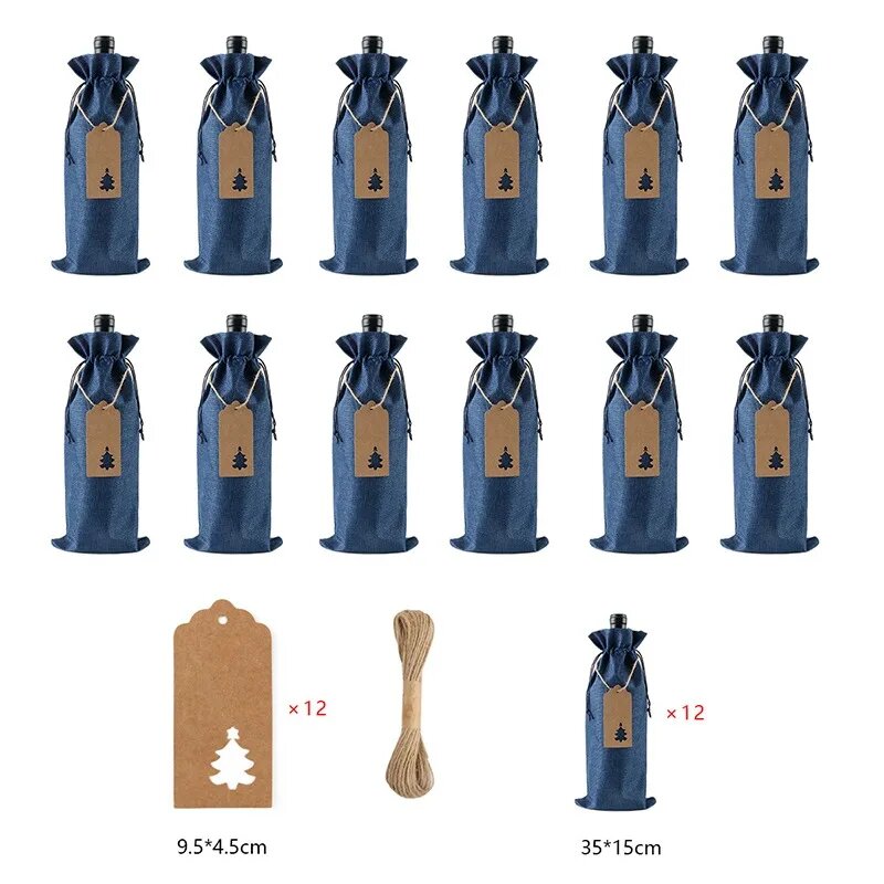 Джутовые винные сумки, набор из 12 штук