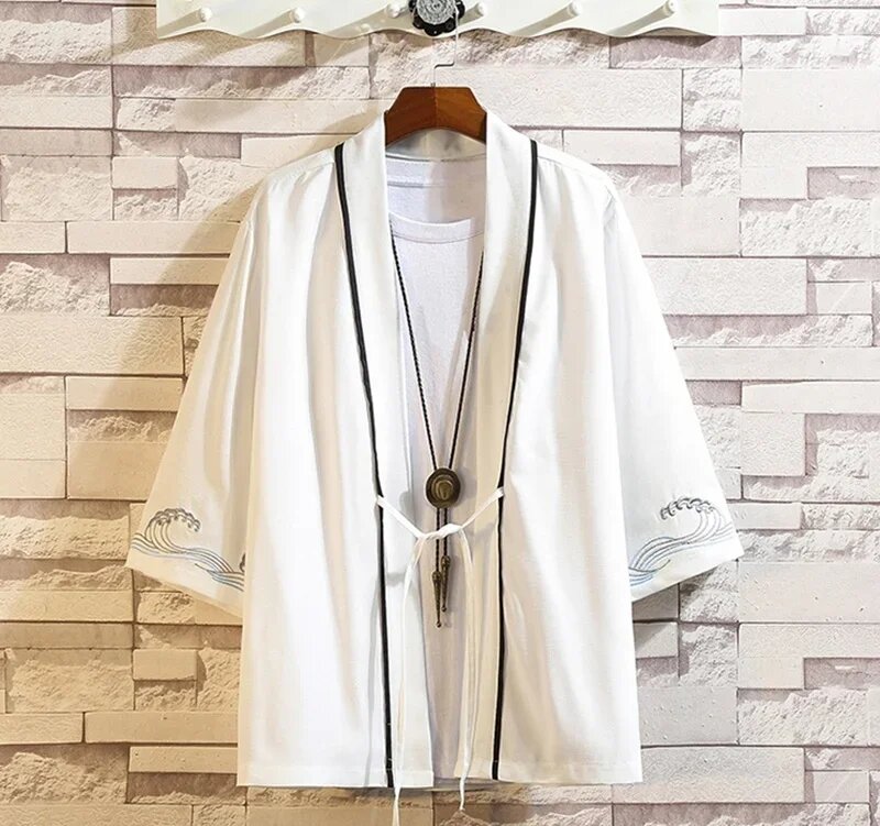 Мужское кимоно из полиэстера LMANMX Белый, XXL, 13