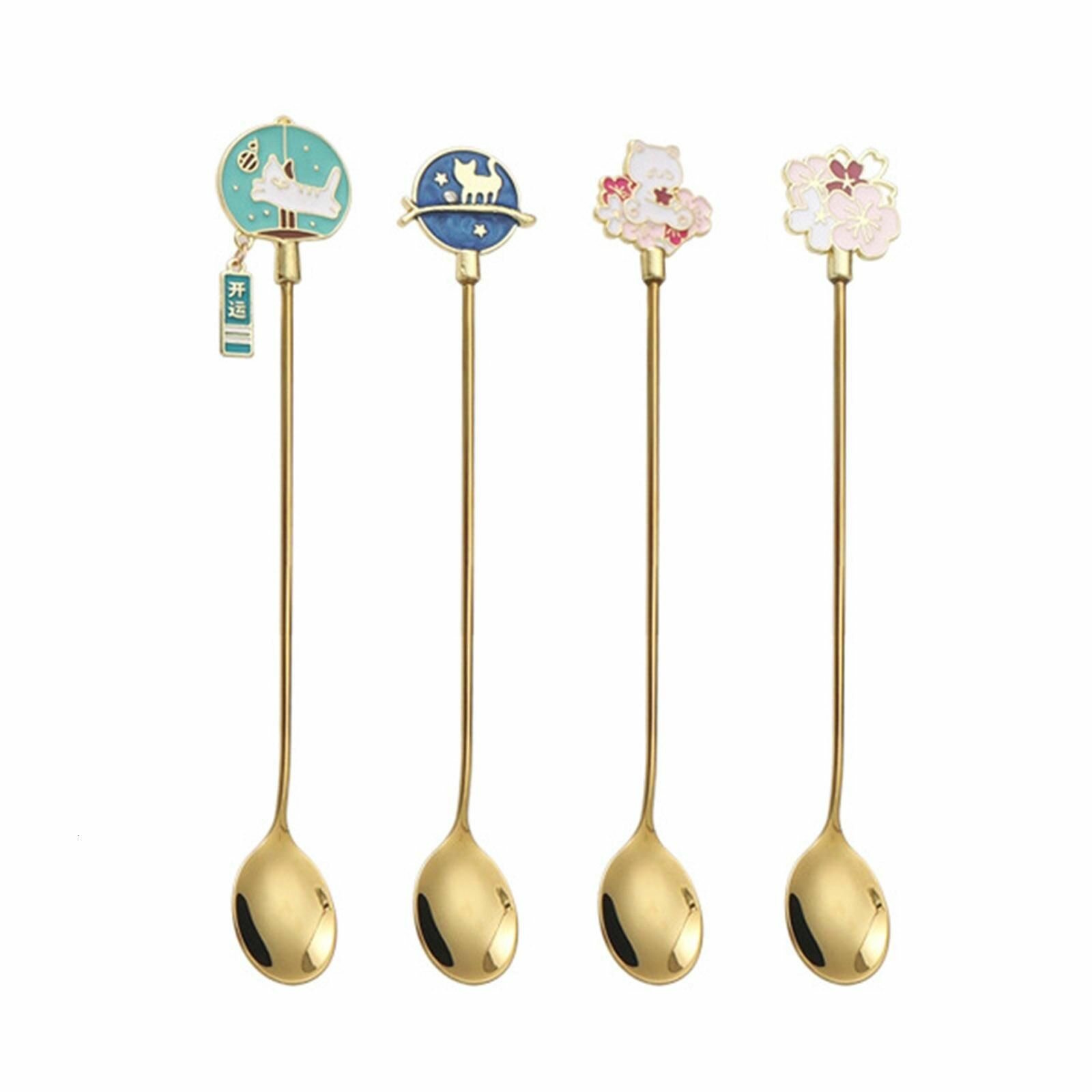 Позолоченная кофейная ложка Fortune Cat Starry Sky Cat-Ложка для перемешивания кофе