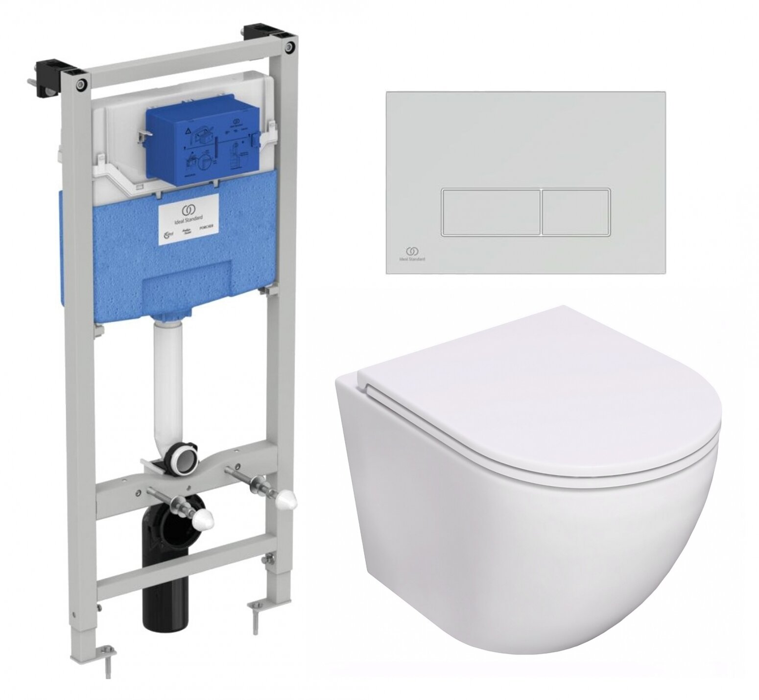 Комплект 3 в 1 инсталляция Ideal Standard + Унитаз подвесной Lorne Pilpao Tornado LN5007502 + кнопка хром