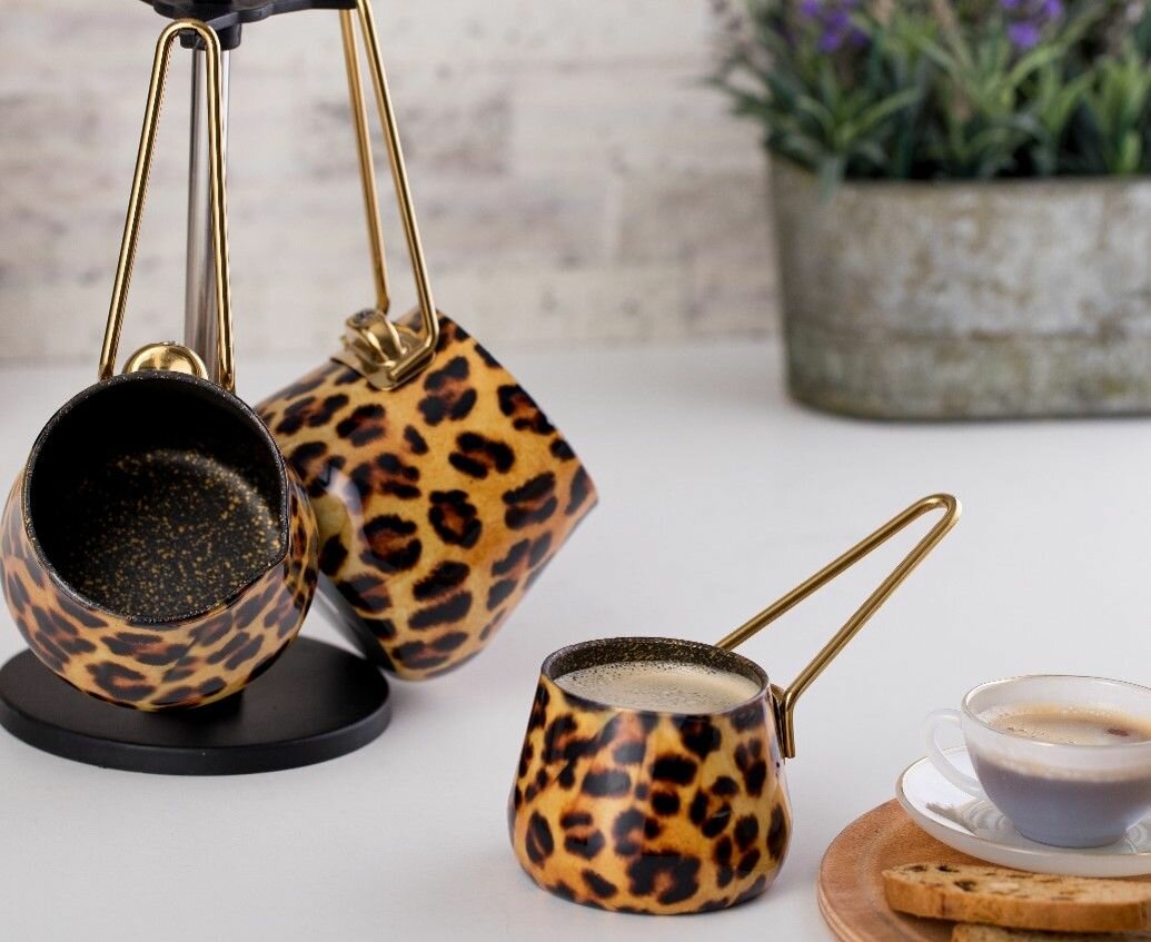 Набор турки сет 3 штуки Evren 0.3-0,5-0,75мл леопардовые