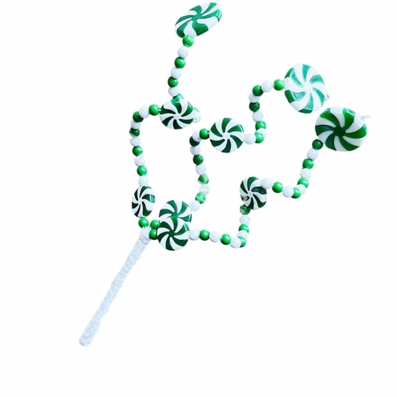 Украшение из цветочных веток черенками рождественских конфет-зеленый-9 конфет