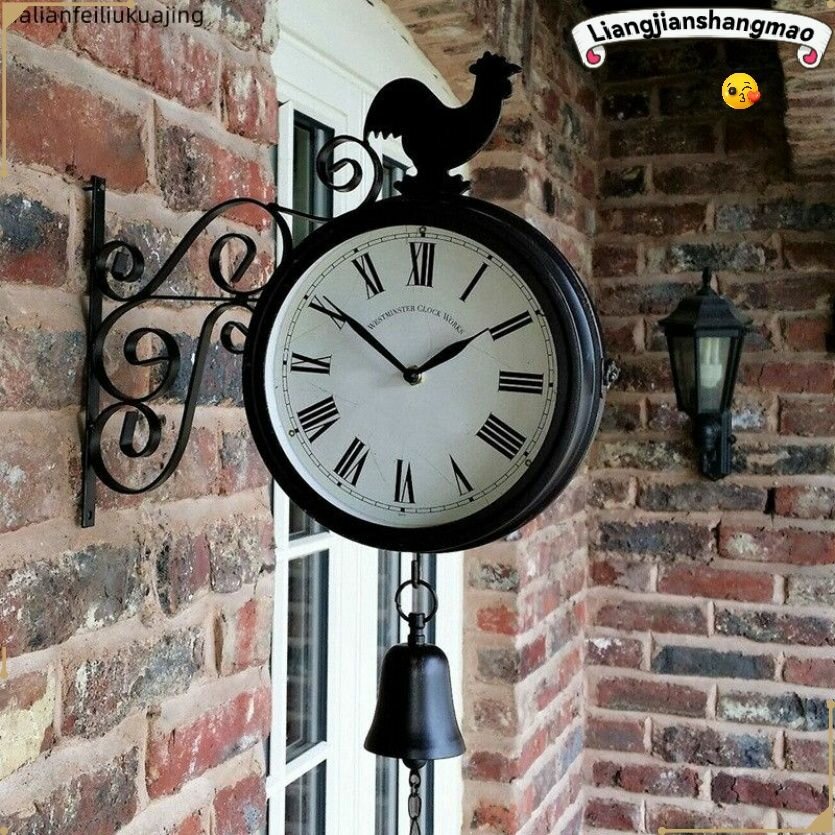 Уличные настенные часы для сада, двухсторонний петушок, винтажный декор для дома
