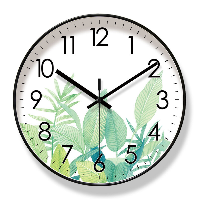 Современные минималистичные настенные часы | Бесшумные кварцевые часы без тиканья | Креативный дизайн в виде листа | Декоративные часы для гостиной, спальни, кухни | 30 см