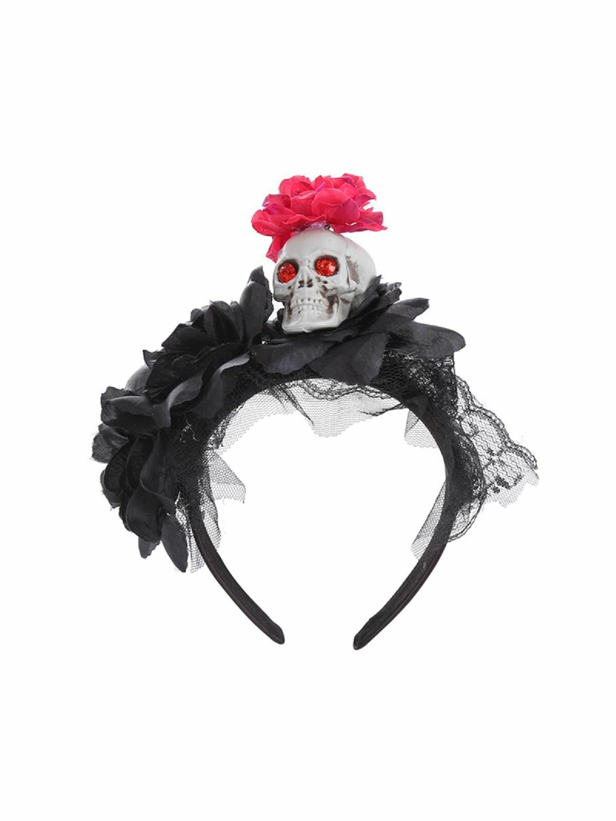 Череп-ободок с розами, Черный