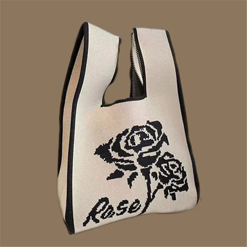 Женская вязаная маленькая сумочка ручной работы, повседневная сумка на запястье, многоразовая студенческая мини-сумка для покупок, подходящая для ежедневного использования на улице