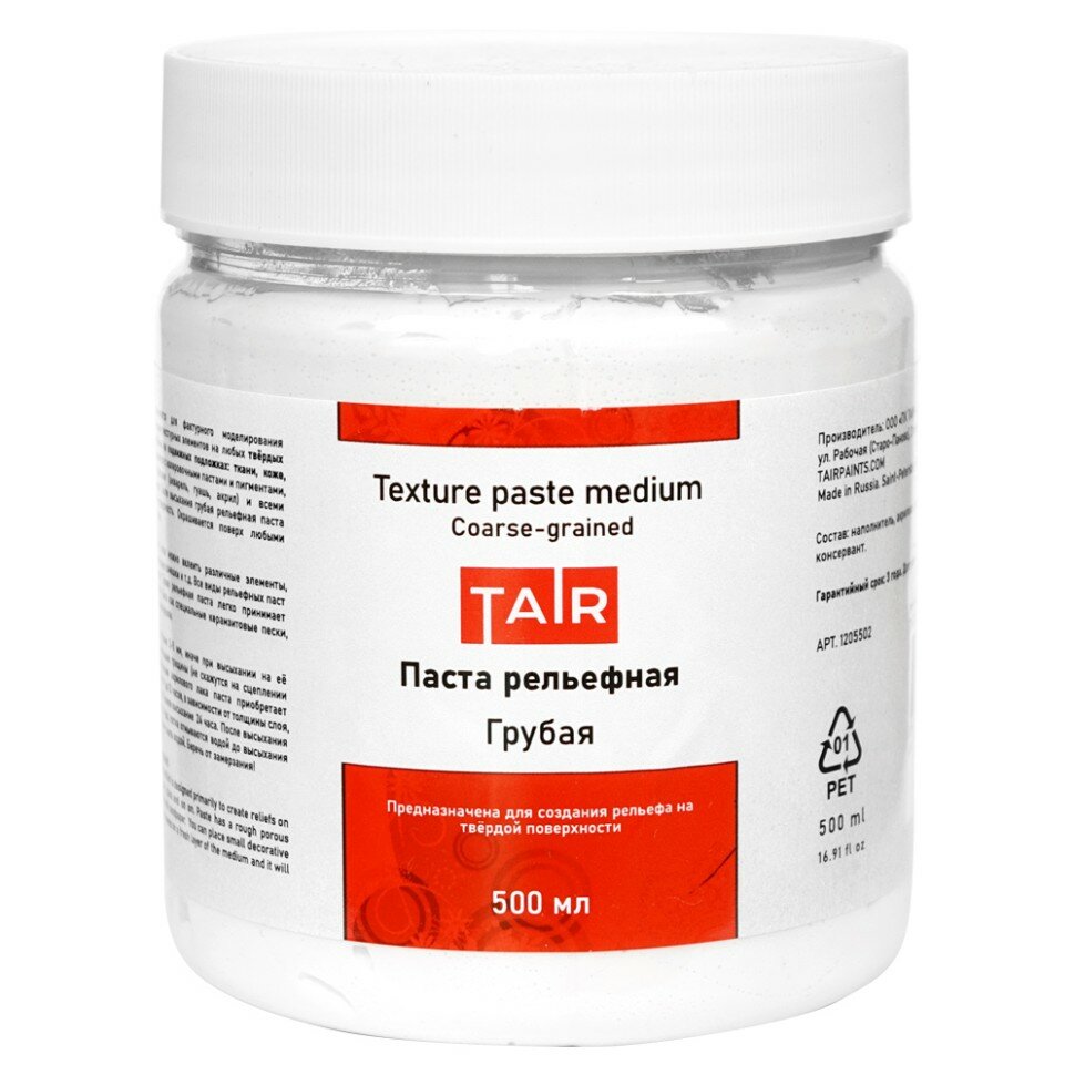 Паста акриловая рельефная Грубая Таир, банка 500 мл, артикул1205502