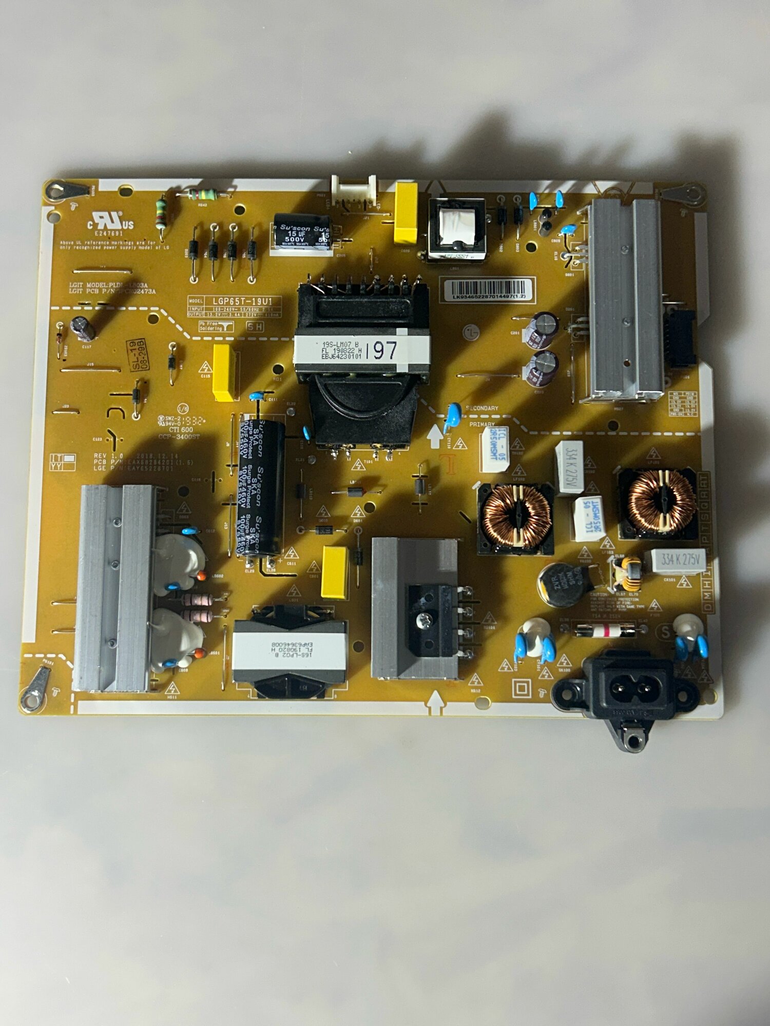 Блок питания (LGP65T-19U1), для телевизора LG 65UM7510PLA