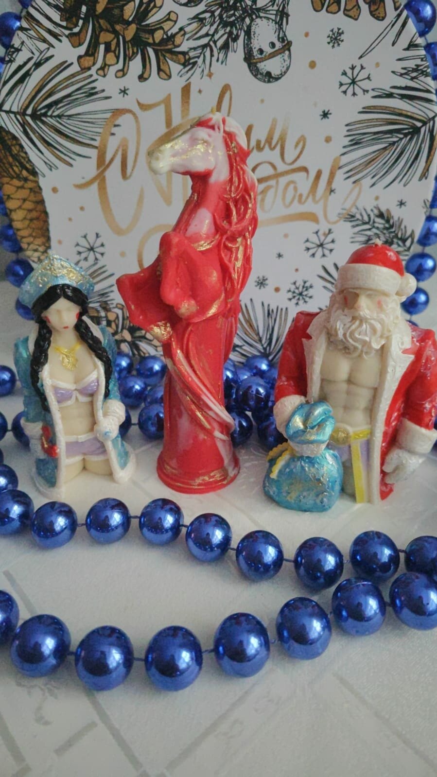 Новогодний набор Свечи Жара 2026г "Конь Ангел, Дед Мороз и Снегурочка "