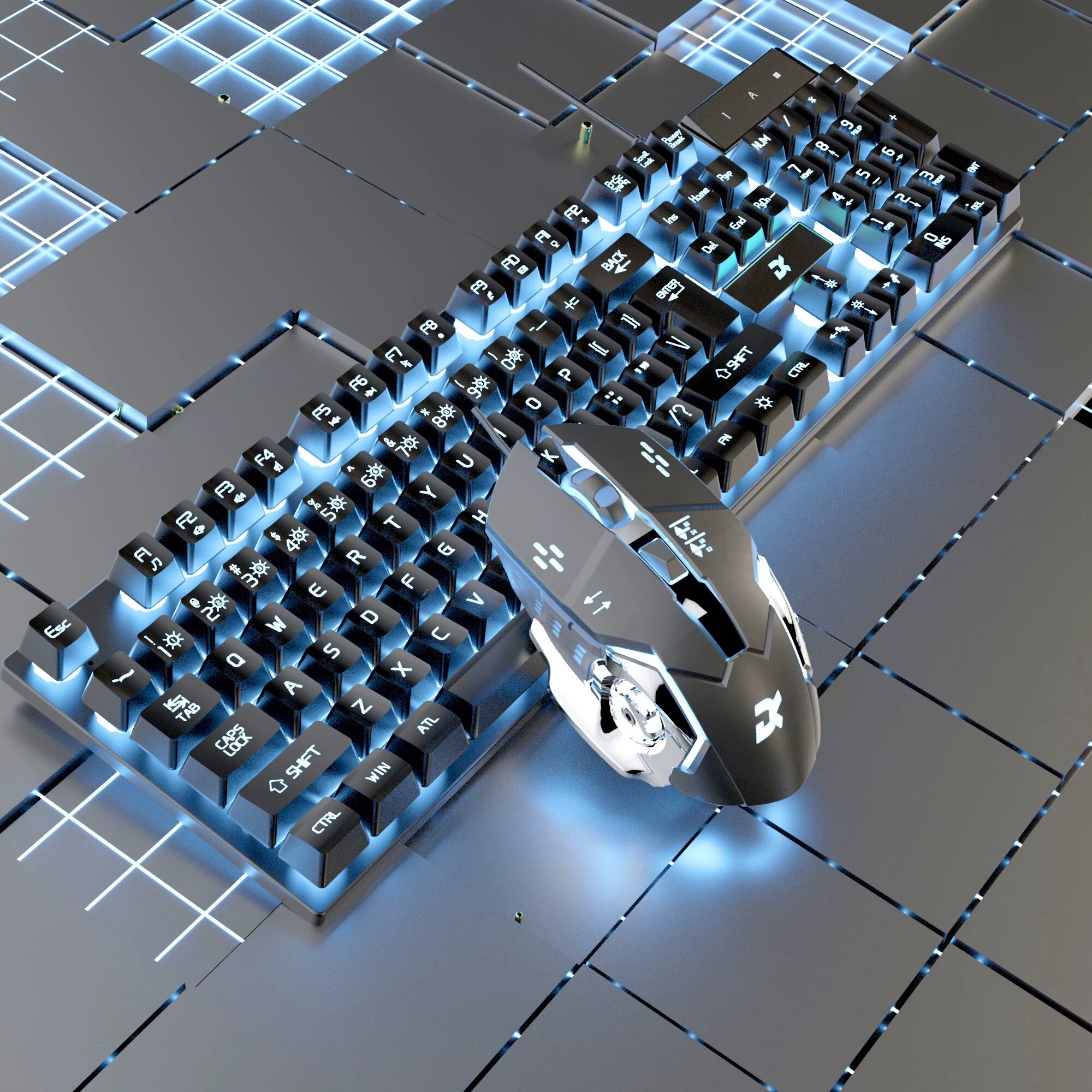 Комплект: клавиатура, мышь и гарнитура, проводные, с механическим ощущением, USB, для игр, с RGB-подсветкой, для