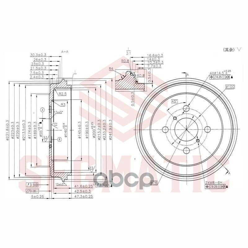 Барабан тормозной Geely MK 2008> Geely MK Cross 2011> SEGMATIC арт. SDB30053043