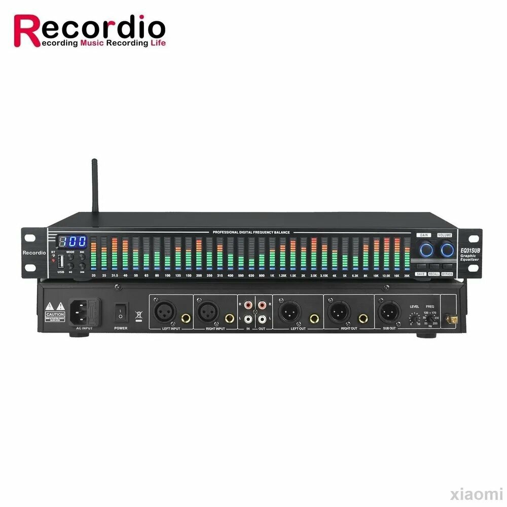 Графический эквалайзер Аудио-цифровой контроллер эффектов/5.0 Bluetooth/USB, золотой /31 полоса спектра Снижение шума. Вывод звука высокой четкости